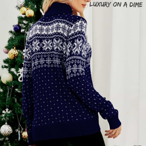 Sweaters | Snowflake Turtleneck Knit Fair Isle Geometric Classic ...